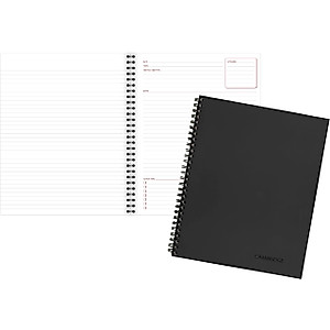 Cambridge 06132 Side Bound Guided Business Notebook, Linen, Meeting Notes, 11 x 8 1/4, 80 Sheets, Black
