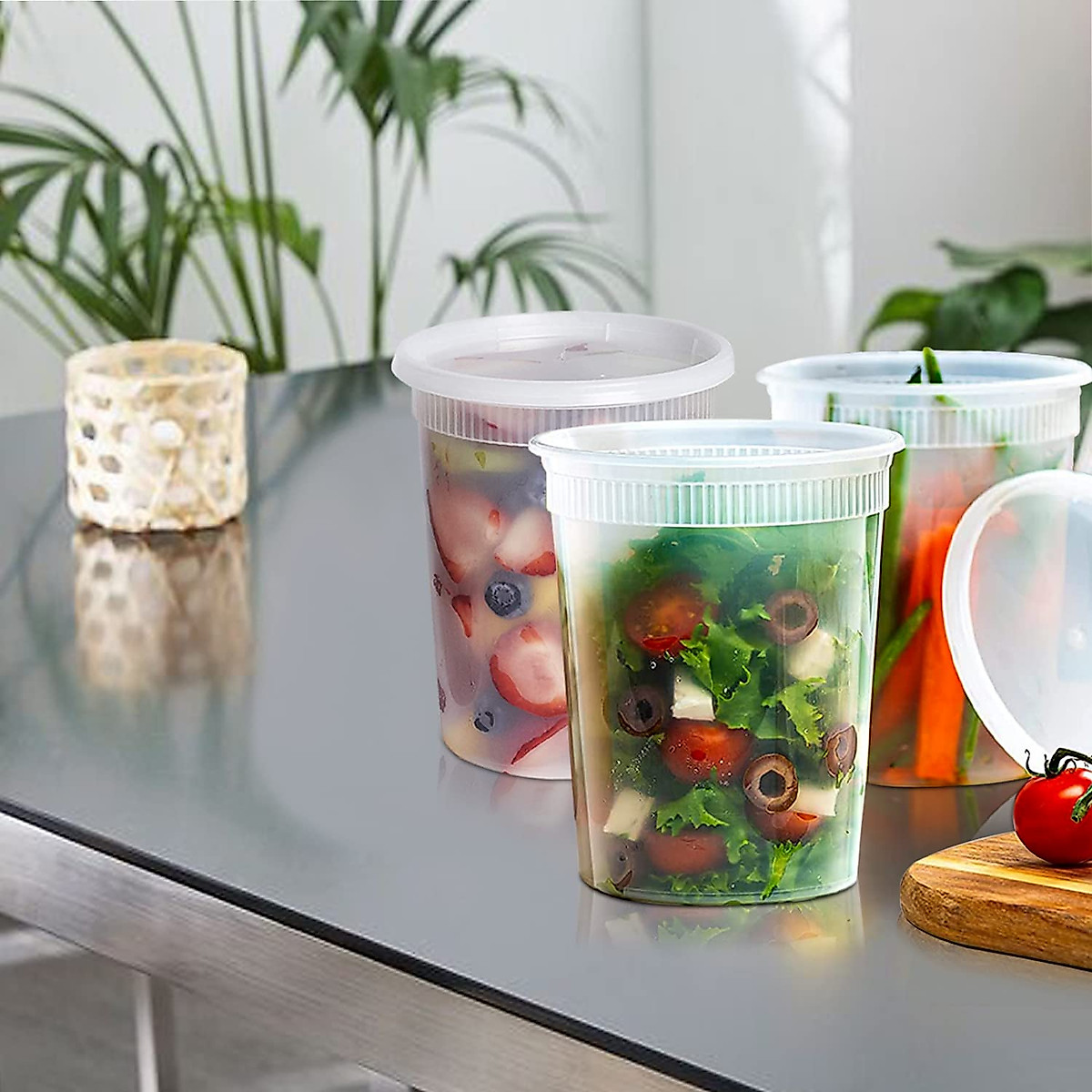 Glownary Pactiv/Newspring YSD2532 Delitainers [240] 32 oz Deli Containers With Airtight Lids, Food Storage/Soup Containers