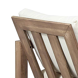 Christopher Knight Home Sammy, Brown and Beige Outdoor 4 Seater Acacia Wood Chat Set with Water Resistant Cushions