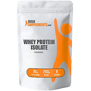 BulkSupplements.com Whey Protein Isolate Powder - Unflavored Protein Powder, Whey Isolate Protein Powder - Whey Protein Powder, Gluten Free, 30g per Serving, 250g (8.8 oz) (Pack of 1)