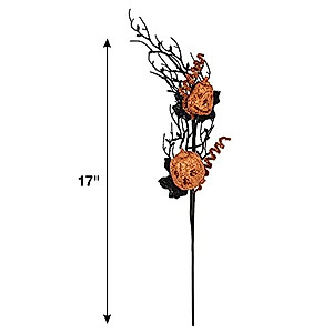 Gift Boutique 6 Black Glitter Halloween Branches Picks Stems Fake Twig Bats Spider Pumpkins Haunted House Gothic Floral Decor Party Centerpiece Crafts