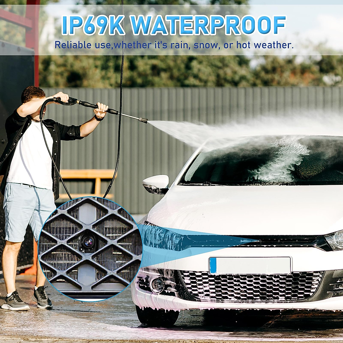 HD Backup Camera for Car Universal Front/Side/Rear Camera for 12V Car Truck Pickup SUV Rear View Reverse Camera with Left and Right, Up and Down Rotation Angle Night Vision IP69K Waterproof