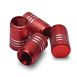 Tire Valve Stem Caps Anodized Aluminum Wheel Rim Valve Caps Set Corrosion Resistant Dustproof Seal Cover for Cars Motorcycle Scooter ATV Trucks SUVs Dirt Bike Bikes Bicycle Accessories 4 pcs Red