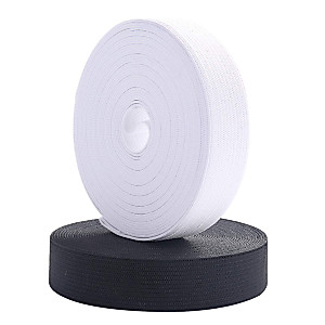 Sewing Elastic Band 3/4 Inch Wide Heavy Stretch High Elasticity Knit Elastic Band for Sewing Waistband Elastic 10 Yard (5 Yard White,5 Yard Black)