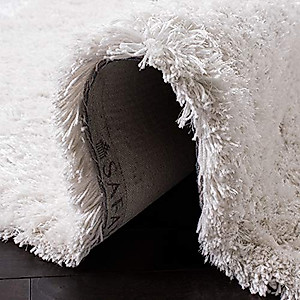 Safavieh Atlantic Shag Collection 8' x 10' Ivory ATG101A Handmade Solid 1.2-inch Thick Area Rug