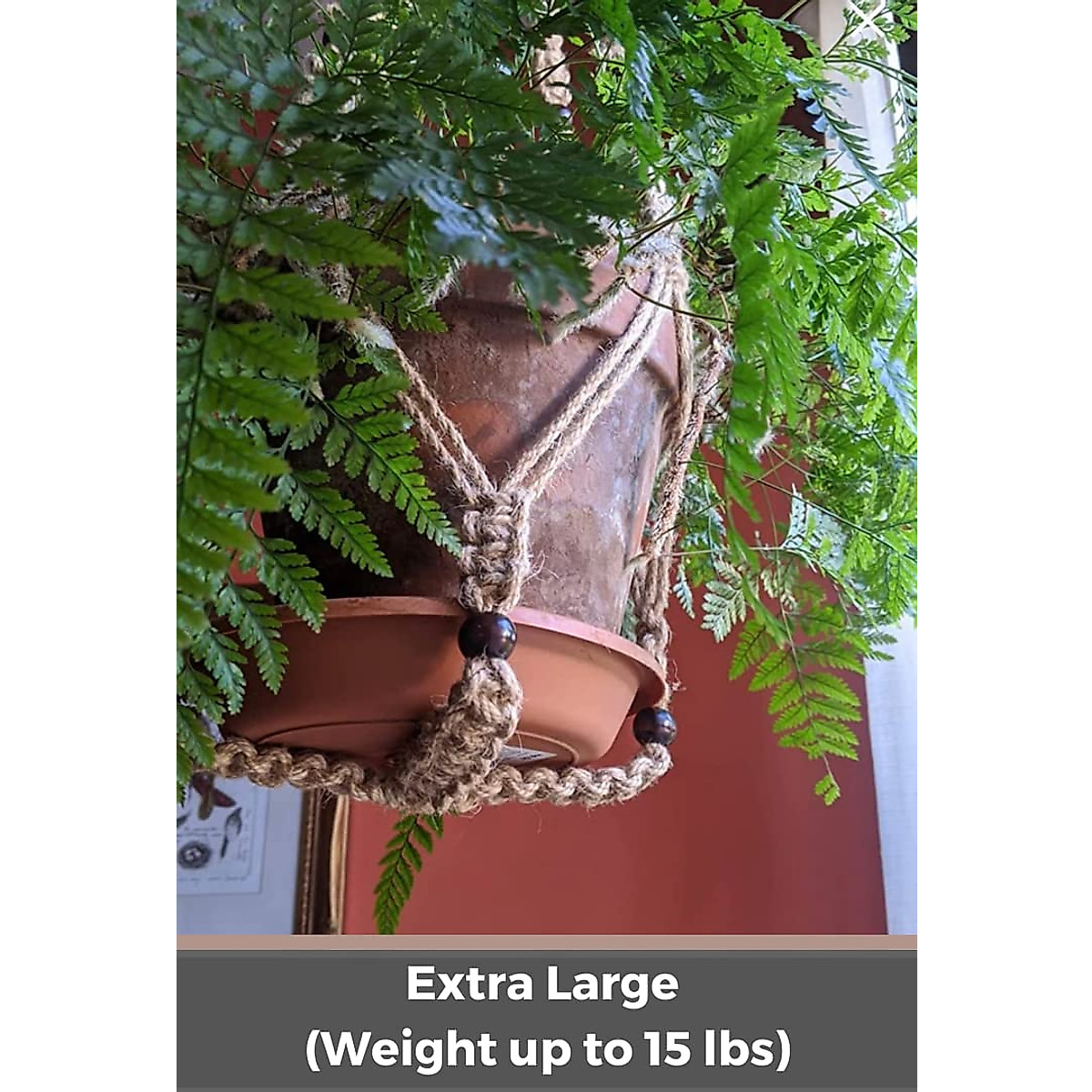 Shineloha 43 Inches Macrame Planter Hanger Large for 12 inch Pot + Swag Hook (Extra Long & Big) | No Tassel, Cotton Rope | Hanging Planter for Indoor Plants, NO Pot/Plant Included (Brown)…