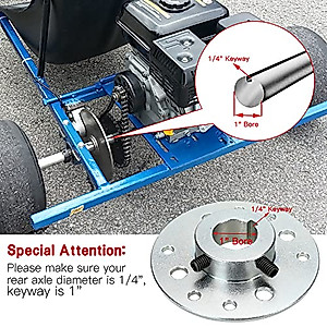 GREHUA Rear Sprocket Drum Brake Hub Adapter 1" Bore 1/4" Keyway with 40 41 420 Chain 48T Drive Sprocket Kit for Predator 212cc 196cc 6.5hp Dune Buggy Drift Trike Heavy Duty Go Kart Cart Parts Racing
