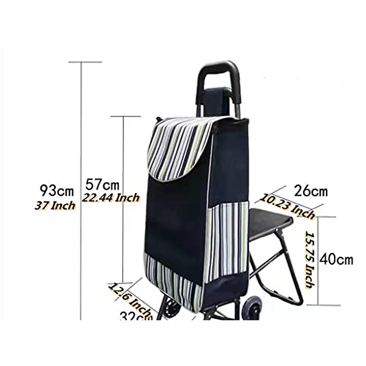 Cart with Seat Multi Function Trolley (Size: 22" * 12" * 8") for Shopping Travelling Casual Fishing