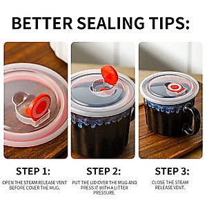 KOOV 20 Ounce Soup Mugs with Handles and Lids Microwave Safe, Ceramic Soup Bowls with Lids, Large Meal Mug Set of 4, Reactive Glaze (Nebula Blue)