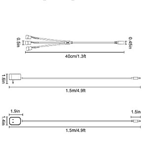 PC Fan Adapter, DC Power Supply Fan Splitter Cable, DC Female to 3 x 3/4 Pin