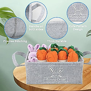 GINDOOR Rabbit Toy Storage Bin Bunny Toys Box Bins Collapsible Pet Supplies Storage Basket with Handle Perfect for Organizing Small Pets Guinea Pigs Rabbit Chinchilla Toys