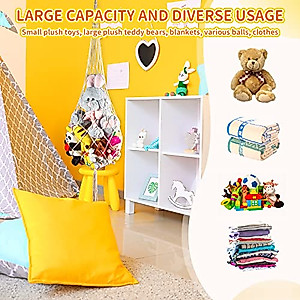 Large Stuffed Animal Net or Hammock, Stuffed Animal Hammock for Hanging, Corner Toy Hammock for Stuffed Animals, Stuffed Animal Storage for Bedroom Nursery Kids Room(Cream)