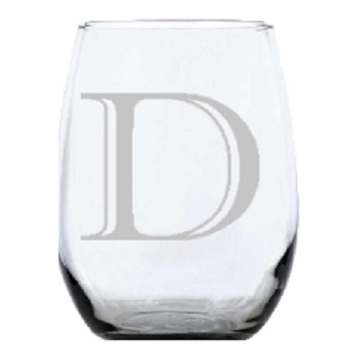 1pc Stemless Wine Glasses, Monogrammed Stemware, Personalized, Etched Glasses, Letter D