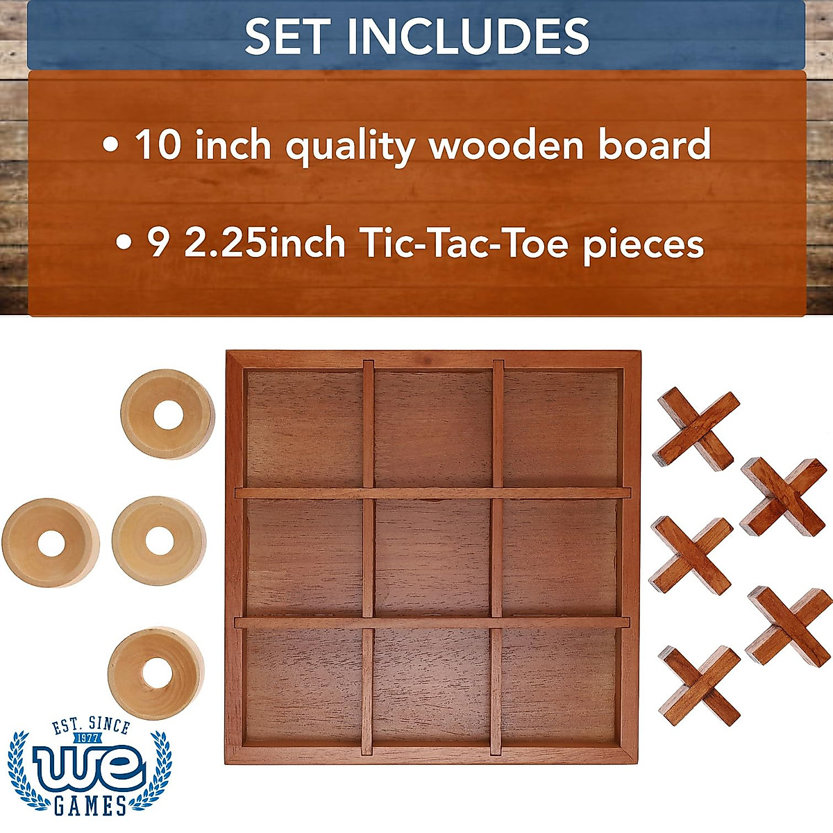 WE Games Tic-tac-Toe Wooden Board Game