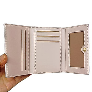 MOZXIRZ Women Girls Wallet Cute Cow Print Tri-Fold Wallet PU Leather Purse Slim Small Short Wallet Cartoon Trifold Cash Card Holder Bag (Pink Cow)