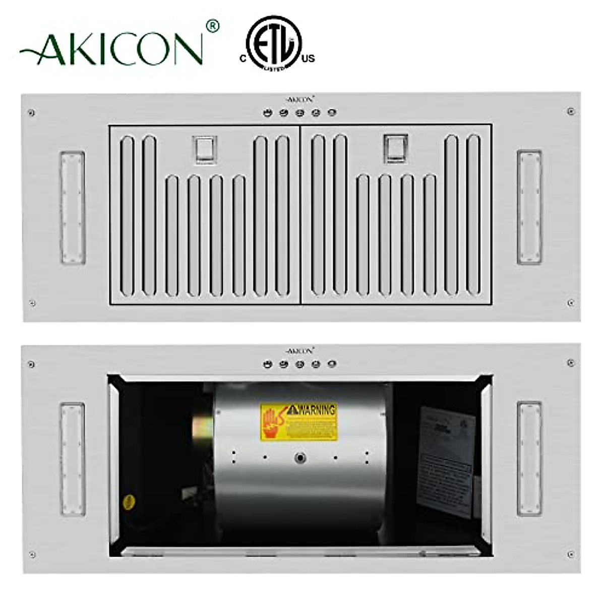 Akicon 30 Inch Range Hood Insert, Ultra Quiet Stainless Steel Ducted Insert/Built-in Kitchen Vent Hood with Powerful Suction, LED Lights and Dishwasher Safe Filters, 3-Speeds 600 CFM