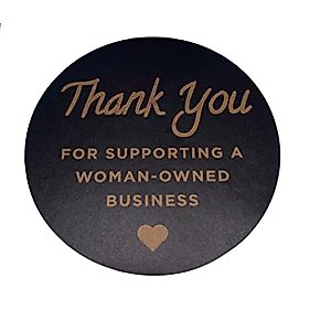 Thank You for Supporting A Woman Owned Business 500PCS Stickers Roll, 1.5" Round Kraft Stickers Thank You Purchase Stickers - 1 Roll 3 Gold Matte Fonts(Black Style 2)