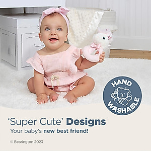 Bearington Baby Huggie Plush Stuffed Animal Pink Teddy Bear Soft Ring Rattle, 5.5"