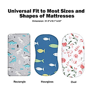 MOEMOE BABY Bassinet sheet, 100% Cotton Bassinet Mattress Cover, Adapt to Rectangle, Oval, or Hourglass Bassinet Pad/Mattress sheet, 3 Pack Bassinet Sheet Set for Baby Boys and Girls