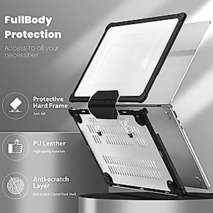 Batianda Case for M3 MacBook Air 13.6 inch 2024 2022 Model A3113/A2681- Full Protection Anti-Collision Design Foldable Stand TPU Bumper with Keyboard Cover Protector - Durable Scratch-Resistant, Black