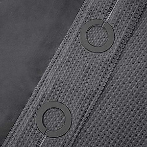 No Hooks Required Waffle Weave Shower Curtain with Snap in Liner - 71W x 74H,Hotel Grade,Spa Like Bath Curtain,Gray