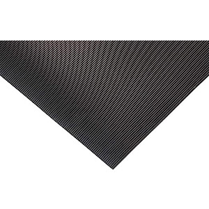 Rhino Dielectric, Non-Conductive, Insulating Switchboard Mat, Class 2, 3' x 5' x 1/4" Thick, ASTM D178, Color; Solid Black, Corrugated Surface