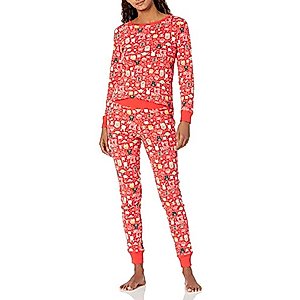 Amazon Essentials Disney | Marvel | Star Wars Women's Snug-Fit Cotton Pajama Sleepwear Sets - Discontinued Colors, Star Wars Holiday - Womens Snug-fit, Medium
