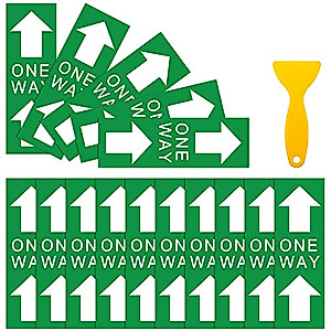 IDJWVU 15Pcs 6" x 18" One Way Directional Arrows Floor Stickers Social Distance Floor Stickers Decal Waterproof PVC Vinyl Safety Distance Floor Sign Markers Commercial Material (Green Background)