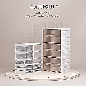 MAYIBOX Shoe Cabinet 2-20 Grid Stackable Transparent Folding Shoe Box Plastic Storage Box Storage 2-40 Pairs of Shoes (2 Rows 20 grids)