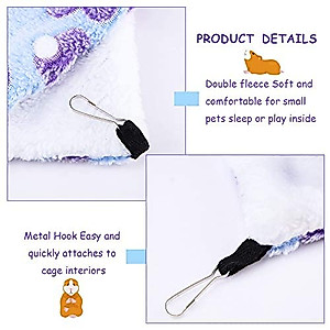 Boao 2 Pcs Guinea Pig Rat Hammock Hamster Hanging Hammock/ Accessories for Small Animals Chinchilla Parrot Sugar Glider Ferret (Purple, Coffee Color, Heart Pattern)