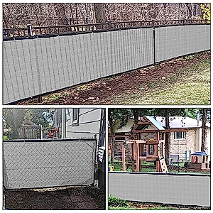 E&K Sunrise 6' x 20' Privacy Fence Screen with Grommets, Outdoor Windscreen Fence Covering Privacy Screen UV Blockage for Backyard Garden Patio, Zip Ties Included (Gray)