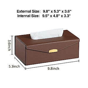 MEIBOOCH Foldable Tissue Box Cover Rectangular Leather Tissue Box Holder with Magnetic Closure (3.6 inches high, Brown)