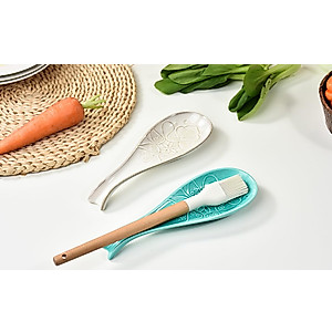 Ceramic Spoon Rest for Stove Top, Spoon Holder, Spoon Rest for Kitchen Counter, Utensil Rest for Spatula & Tong, Kitchen Decor and Accessories （White）