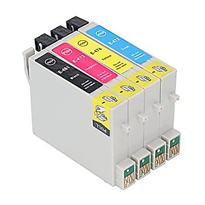Hilitand 4PCS Ink Cartridge Smoothly Ink Output Large Capacity 4 Colors BK C M Y Cartridge Combo Pack for Printer Accessories (T0461/T0472/T0473/T0474)