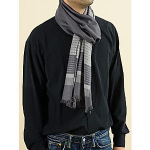 Runtlly Men's Winter Cashmere Scarf Stripes Warm Soft Scarves with Tassel Luxurious Winter Scarf For Men Women(Gary)