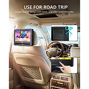 12.5" Portable DVD Player with 10.1" Large HD Swivel Screen, 5-Hour Built-in Rechargeable Battery, Car Headrest Case, Car Charger, Support USB/SD Card/Sync TV, Black