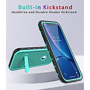 Diverbox for iPhone Xr Case Waterproof,Shockproof Dustproof IP68 Full-Body Sturdy with Kickstand Case Built-in Screen Protector,Underwater Full Sealed Cover Protective for iPhone Xr (Teal)