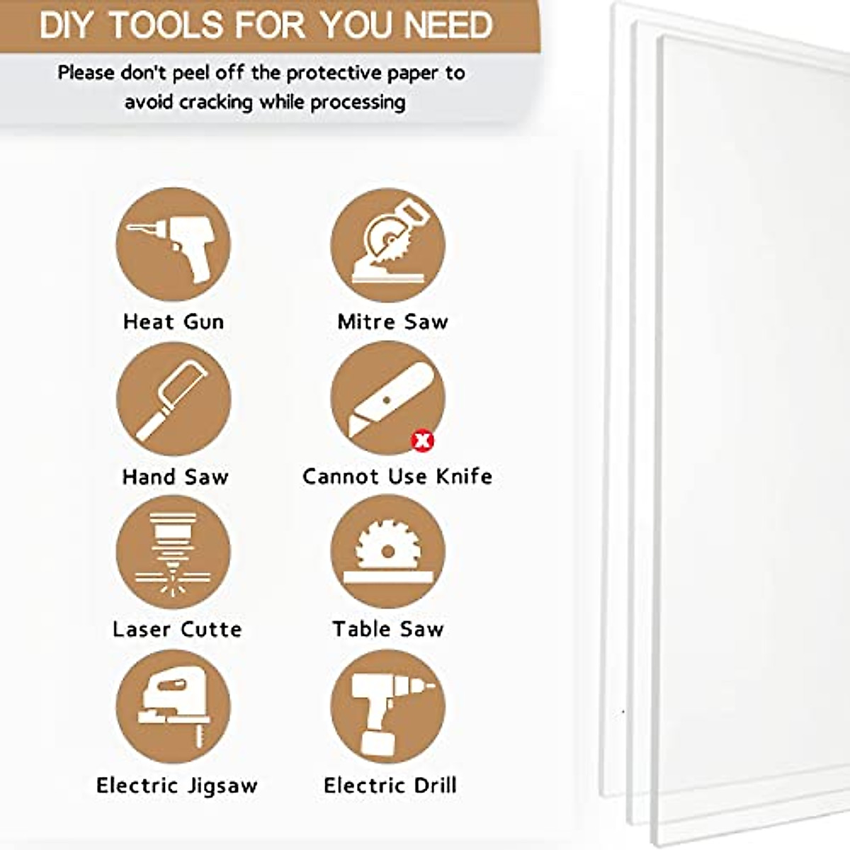 ADTDA 2 Pieces 1/8" Thick (3mm) Acrylic Sheets,Clear Cast Plexiglass 8” x 12” with Protective Paper for Signs DIY Display Projects,Craft,Photo Frames