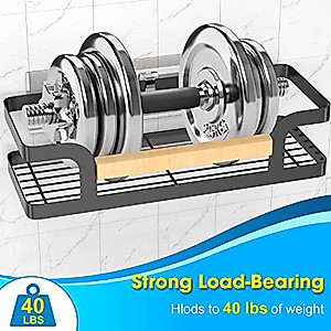 JONYJ Adhesive Shower Caddy 4 Pack, Shower Organizer with 12 Hooks and 2 Soap Holder, No Drilling Shower Shelf for Inside Shower, Kitchen Storage, Bedroom, Living Room, Bathroom