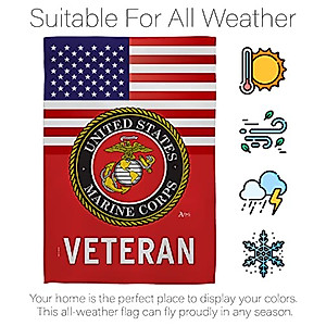 US Marine Corps Veteran Garden Flag - Armed Forces USMC Semper Fi United State American Military Retire Official - House Decoration Banner Small Yard Gift Double-Sided Made in USA 13 X 18.5