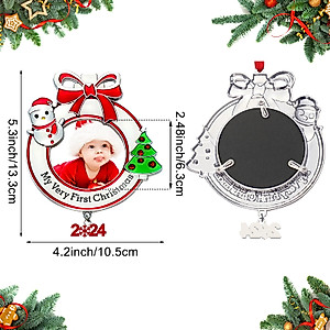 Yookeer Baby's First Christmas Photo Ornament 2025 My Very First Christmas Photo Frame Xmas Baby's 1st Keepsake Picture for Newborn Baby Christmas Tree Decor(1 Piece,Round)