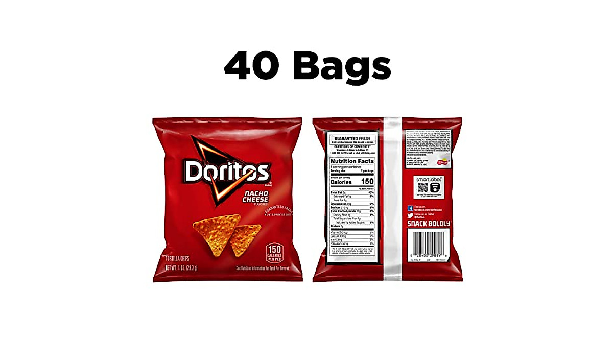 Doritos Nacho Cheese Tortilla Chips Pack of 40 | Crispy & Flavorful
