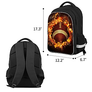 P ELEGANT PROTECTION 3Pcs American football 3D Print Personalized School Backpack Set with Luminous Students Bookbag Lunch Bag Pencil Bag