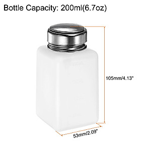 HARFINGTON Solvent Alcohol Dispensers 200ml(6.8oz) Push Down Liquid Dispenser Pump Bottle with Sealing Stainless Steel Lid for Acetone Cleanser Polish Remover, White