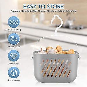 DOITOOL Hanging Shower Caddy Plastic Hanging Shower Basket Portable Kitchen Organizer Storage Basket with Hook for Home Bathroom Kitchen, Grey Plastic Shower Caddy Basket