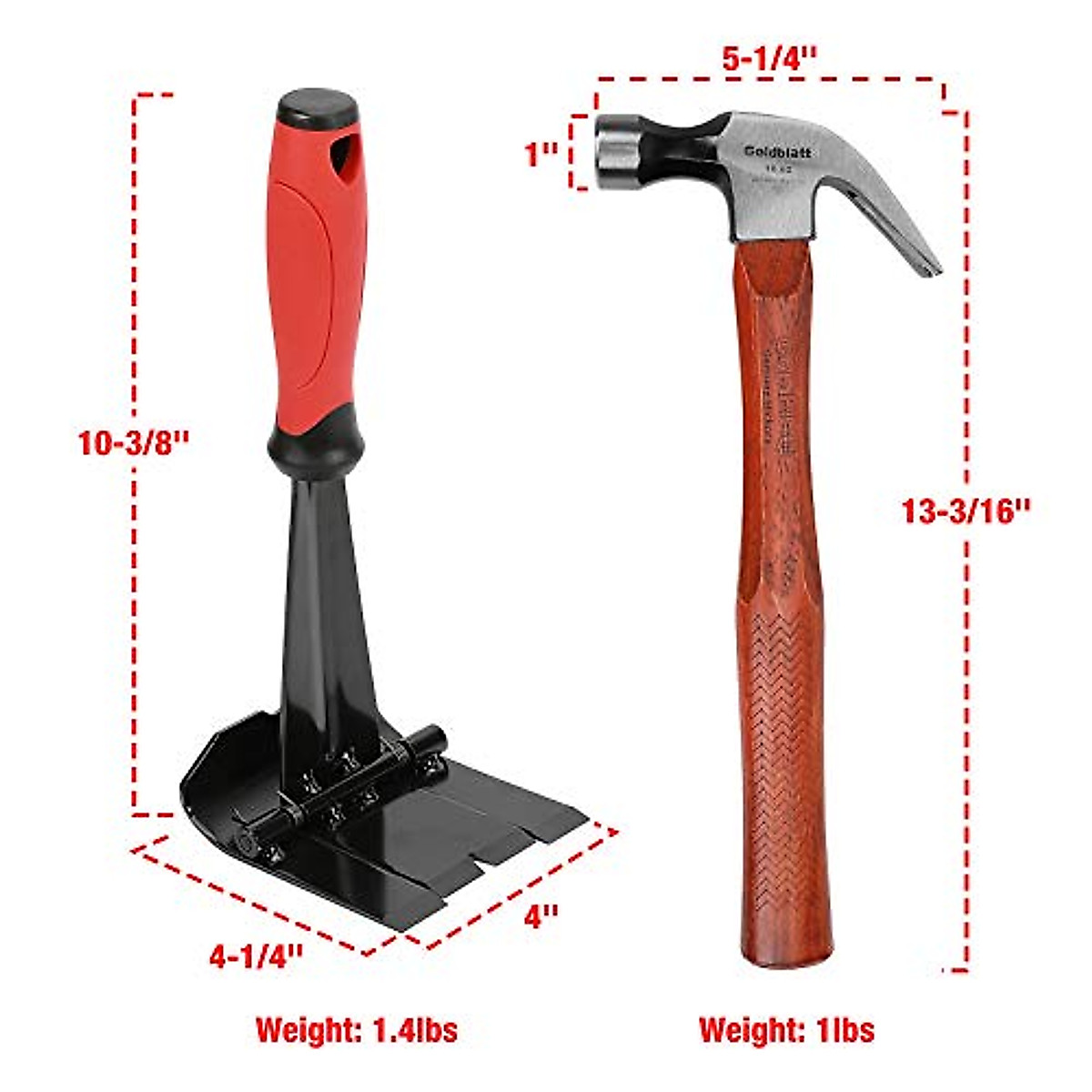 Goldblatt Trim Puller, Removal Multi-Tool & Heavy Duty Retractable Utility Knife & Claw Hammer with Hickory Handle for Baseboard, Molding, Siding and Flooring Removal, Remodeling