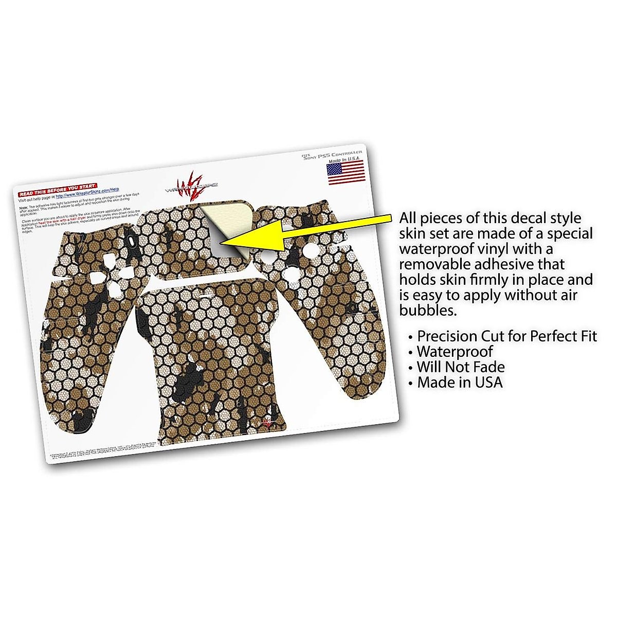 WraptorSkinz Skin Wrap compatible with Sony PS5 DualSense Controller HEX Mesh Camo 01 Tan (CONTROLLER NOT INCLUDED)