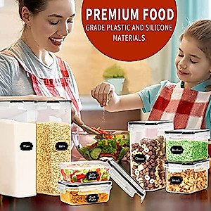EWFEN Airtight Food Storage Containers for Kitchen Organization, 36 pcs Plastic Food Canisters with Lids, Labels & Marker for Pantry Organization and Storage, Cereal, Flour And Sugar
