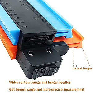 Contour Gauge Profile Tool with Lock, AMPLE 5 and 10 inch Widen Outline Shape Duplicator, 3 Pack Plastic Angle Measuring Woodworking Ruler, Finder, Precisely Copy Irregular Duplication Gauge Corners