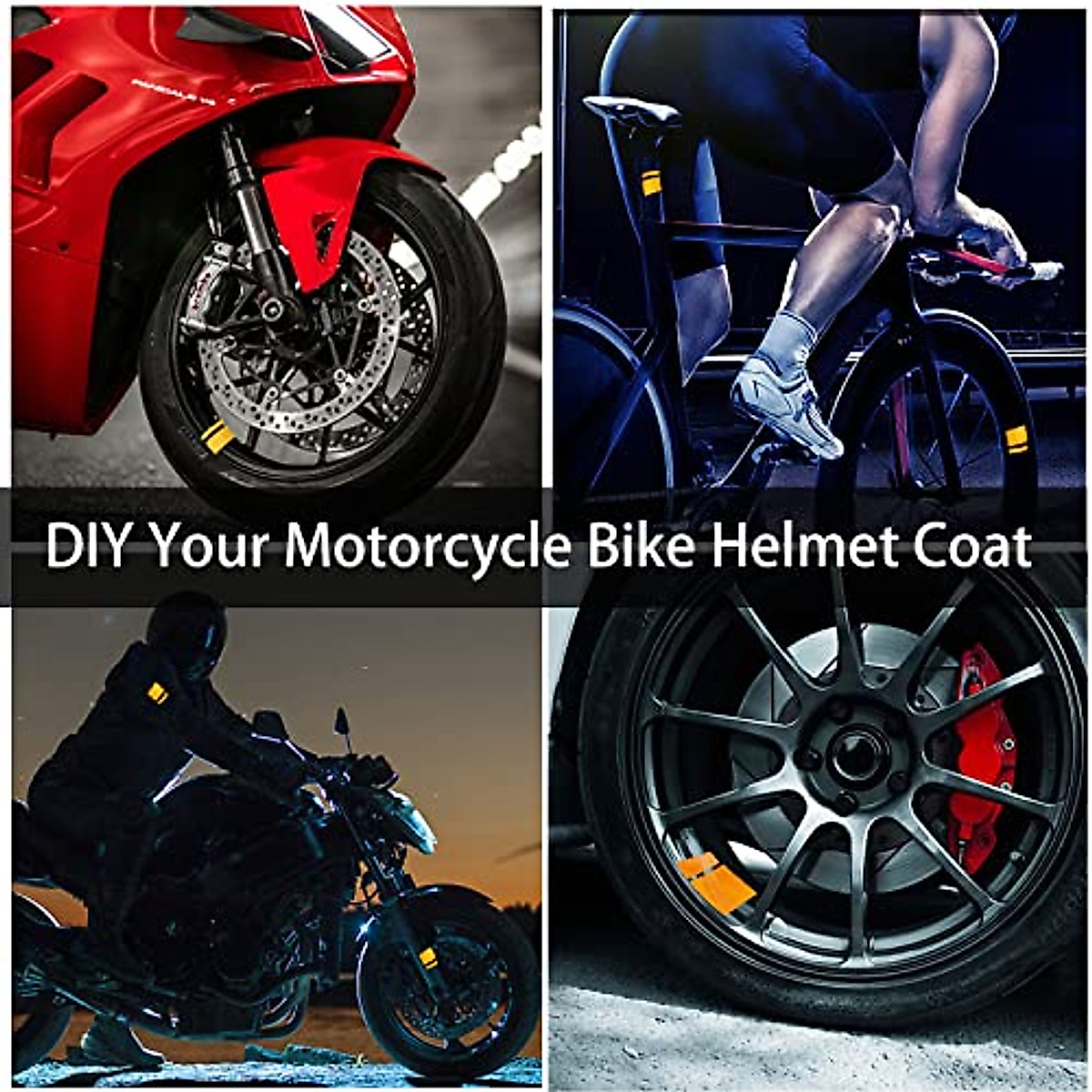 Kelenate® (Yellow) 6pcs Wheel Rim Stripe Reflective Stickers for Car Vinyl Reflective Safety Decoration Stripe Universal Rim Decals for Bumper Fender Accessories Compatible with GLE Class